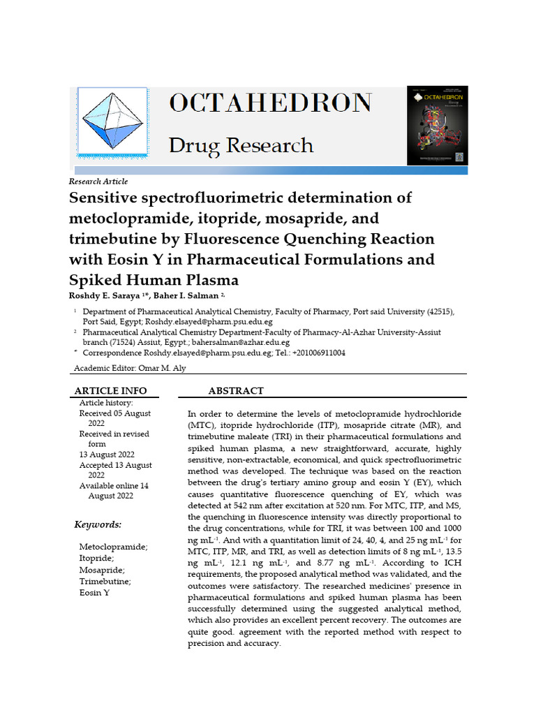 ODR_Volume 1_Issue 1_Pages 10-24 | PDF | Detection Limit | Carboxylic Acid
