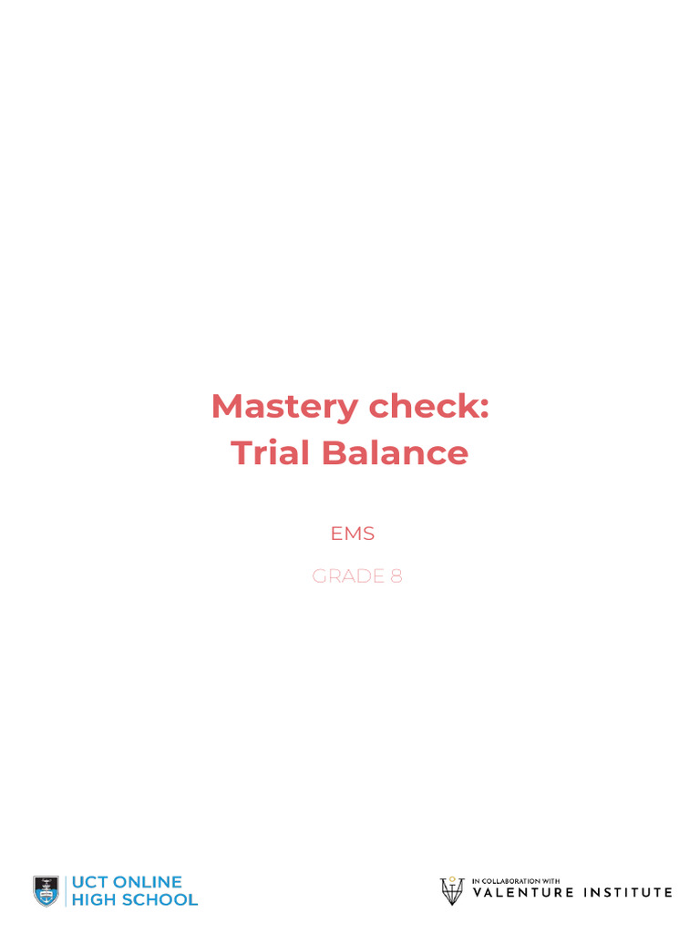 Trial Balance Mastery for Grade 8 EMS | PDF | Debits And Credits | Business