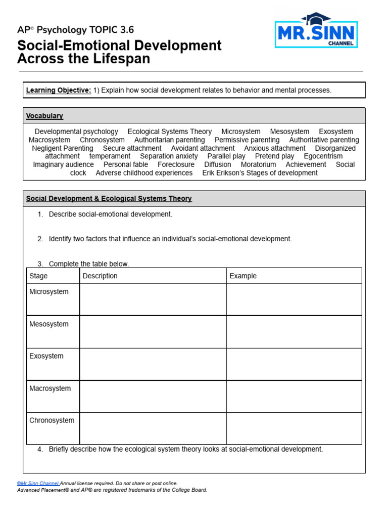 Unit 3.6 Development Across The Lifespan | PDF | Attachment Theory ...