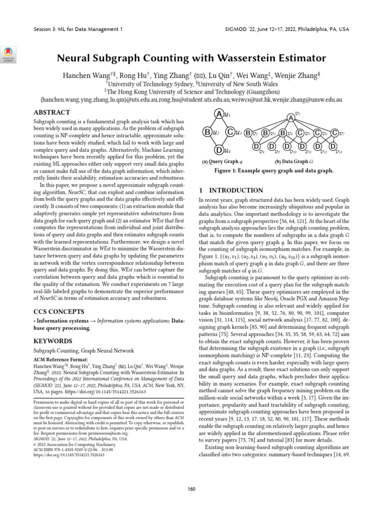 Neural Subgraph Counting With Wasserstein Estimator - 副本 | PDF | Vertex (Graph Theory ...