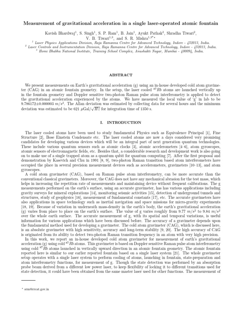 Manuscript Investigations On An Atomic Fountain Based Cold Atom ...