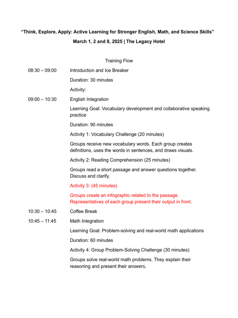 Active Learning Training EMS | PDF | Mathematics | Reading Comprehension