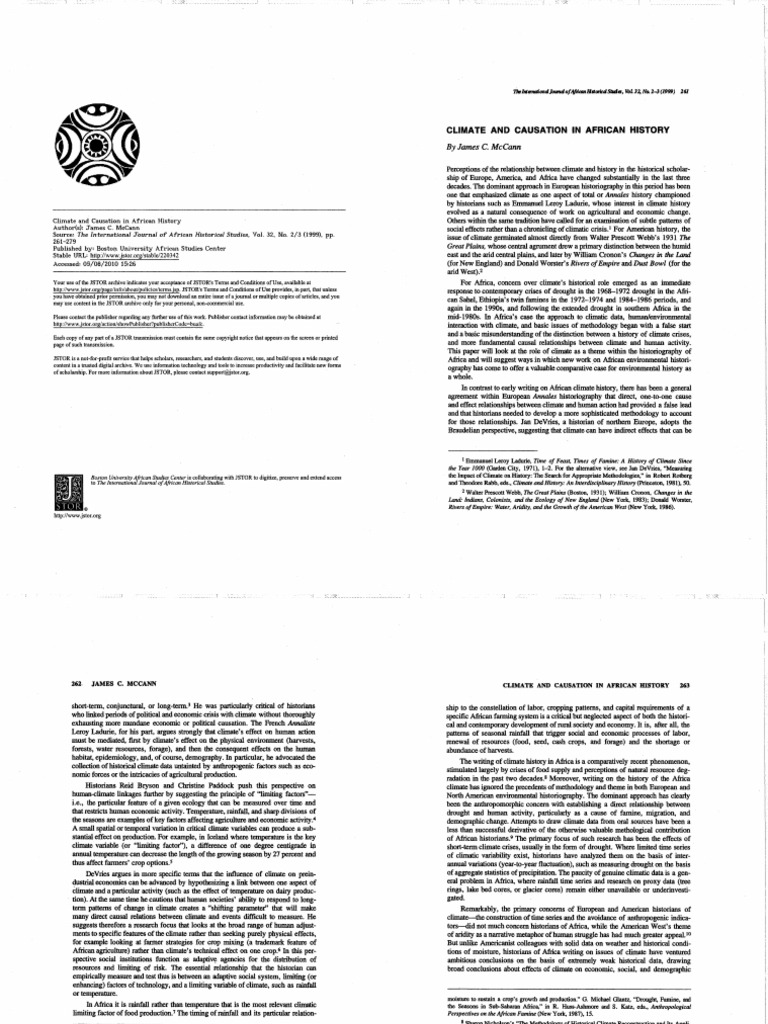 McCann, Climate and Causation | PDF