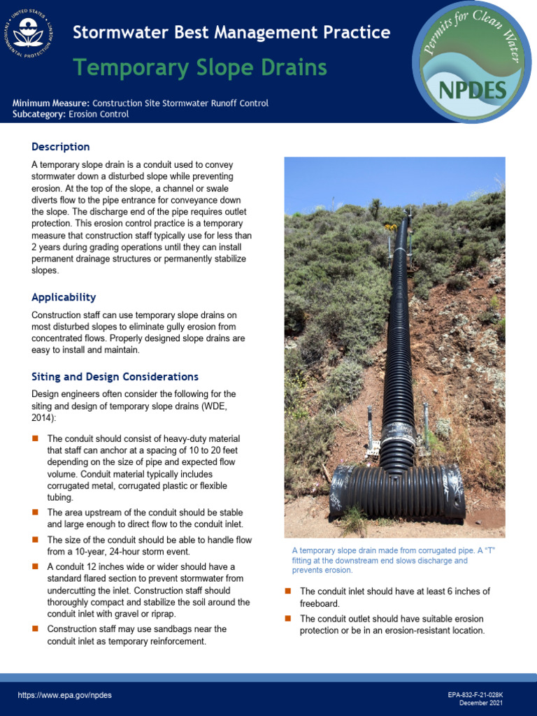 BMP Temporary Slope Drain | PDF | Storm Drain | Pipe (Fluid Conveyance)