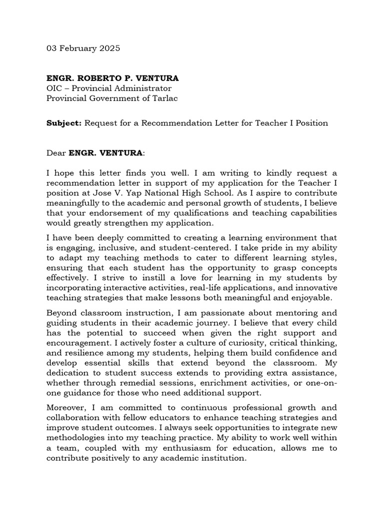 Letter-of-Recommendation | PDF | Mentorship | Teachers