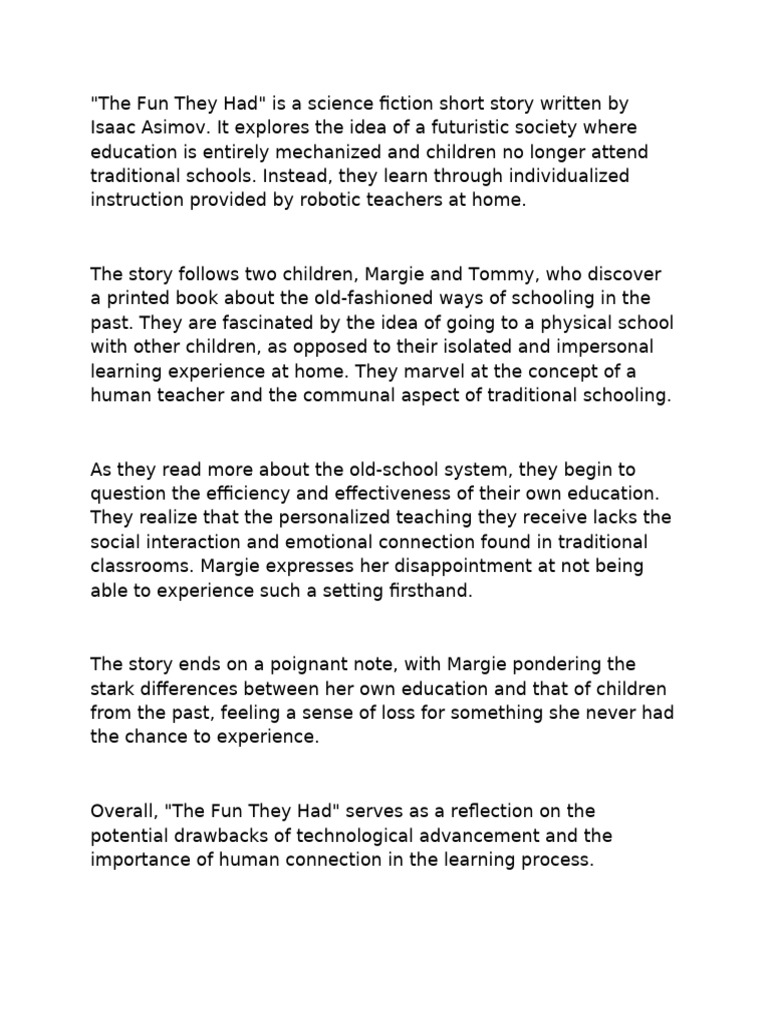 The Fun They Had: A Reflection on Education | PDF