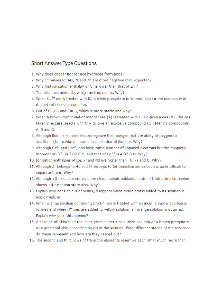 Chapter 8 - D and F Block Elements | PDF