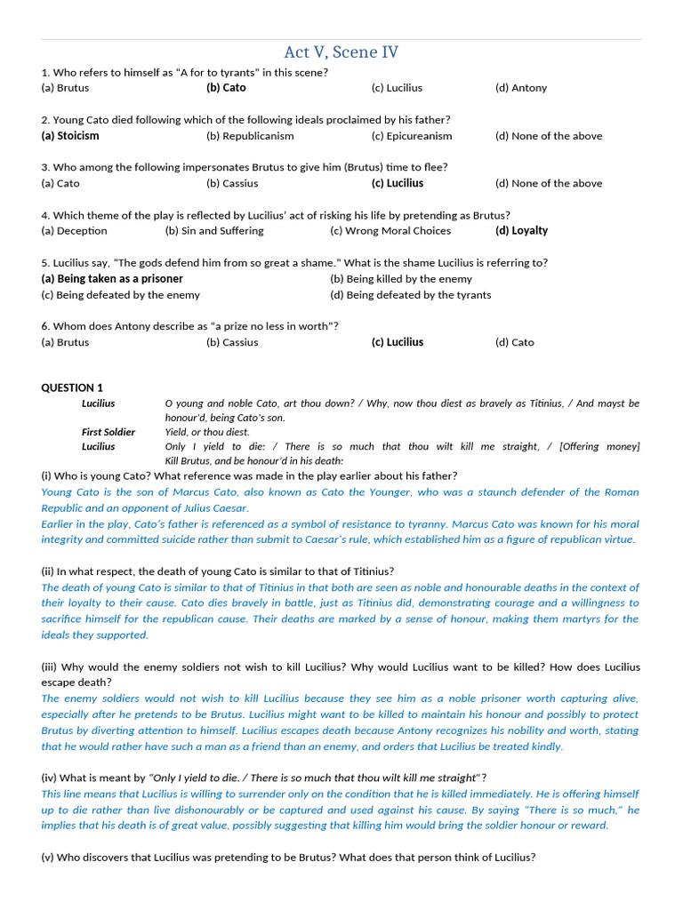 Julius Caesar Act 5 Scene 4 | PDF | Mark Antony | Roman Republic