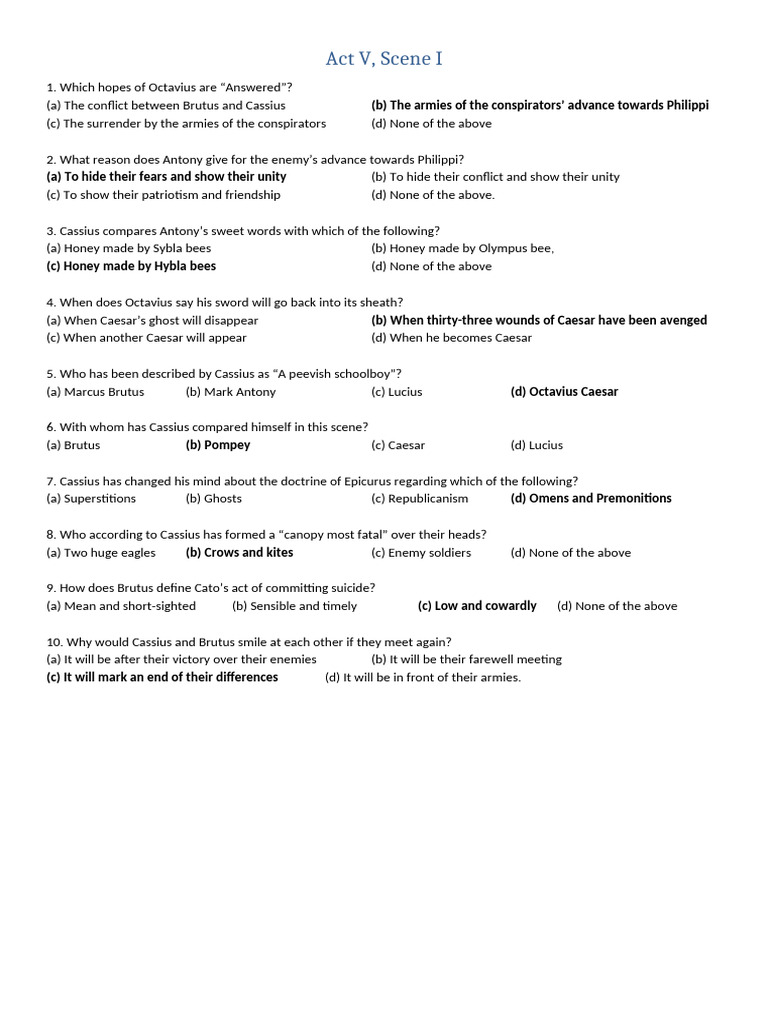Julius Caesar Act 5 Scene 1 | PDF | Mark Antony | Augustus