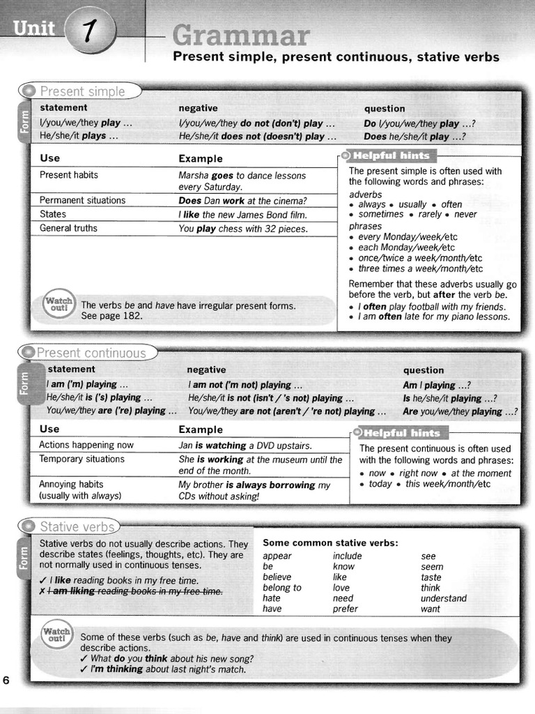 Present and Past Tenses | PDF
