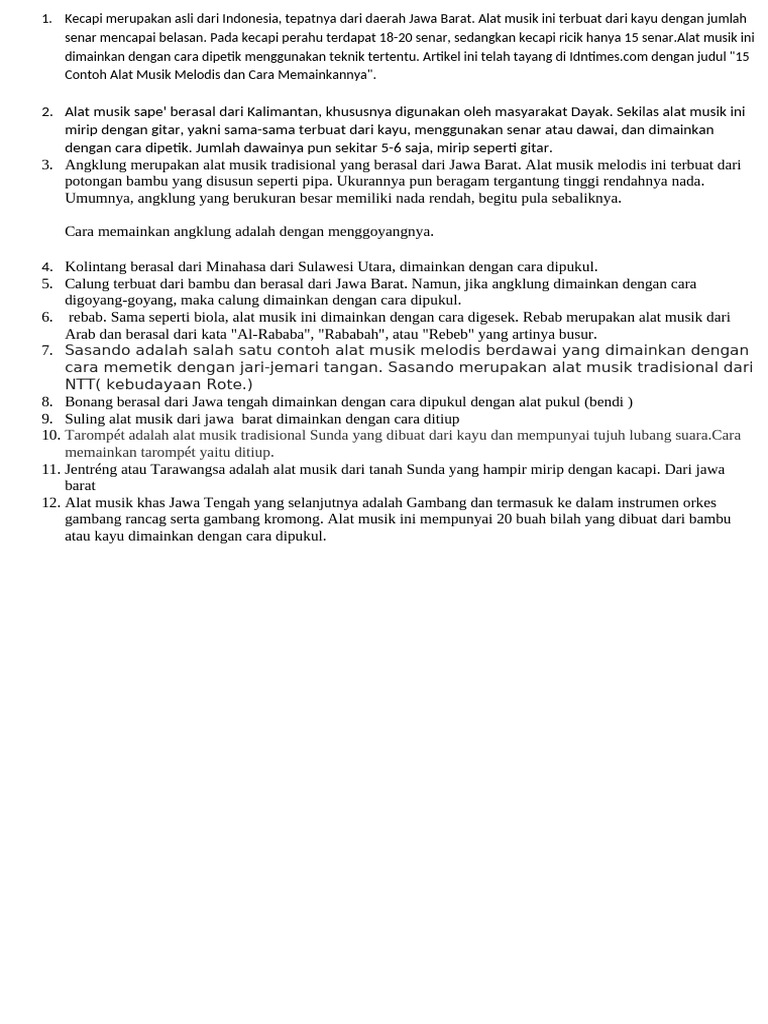 Kecapi: Alat Musik Tradisional Jawa Barat | PDF