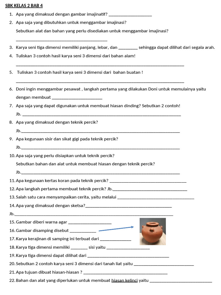 Soal SBK Kelas 2 Bab 4 | PDF