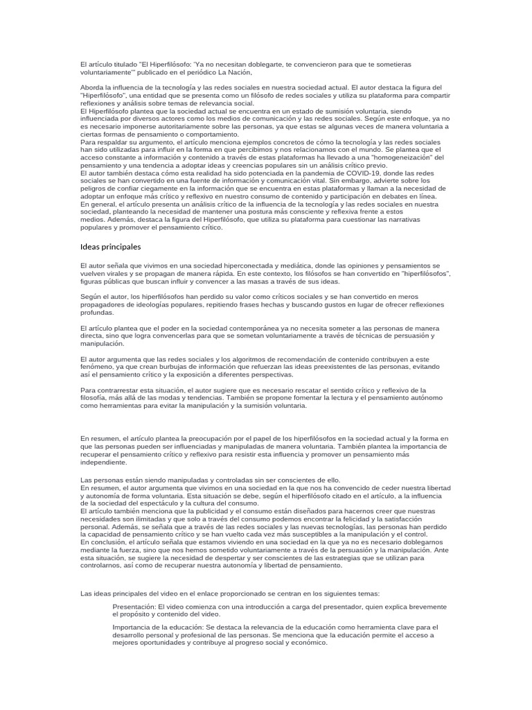 El Artículo Titulado | PDF | Enseñando | Pensamiento