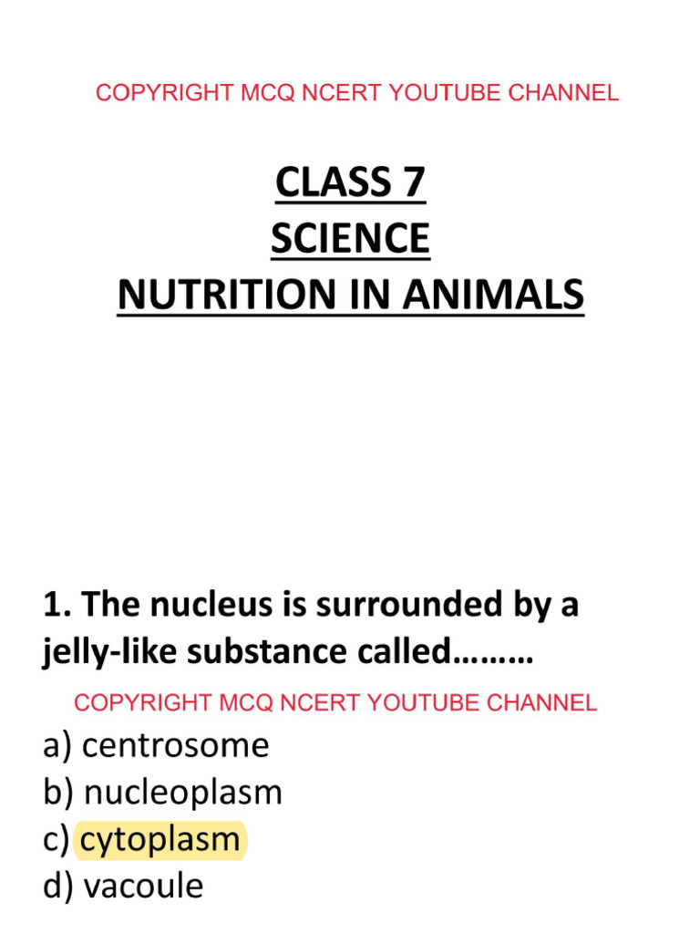 CH 2 MCQ Nutrition in Animals MCQ WITH ANS | PDF
