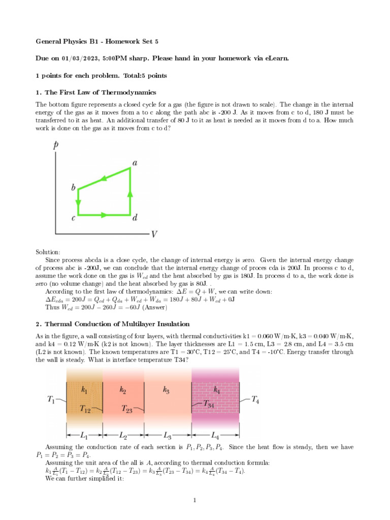 11110_普通物理B一_林晏祥_hw5_ans | PDF | Gases | Heat