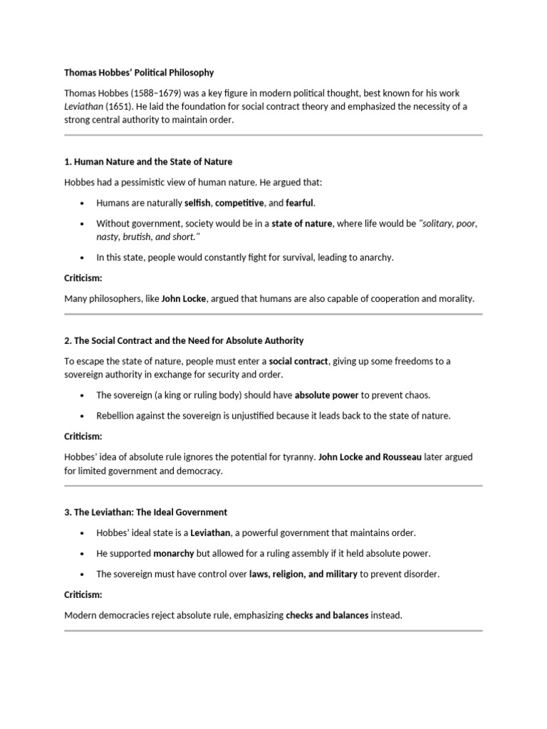 Thomas Hobbes | PDF | Social Contract | Sovereignty