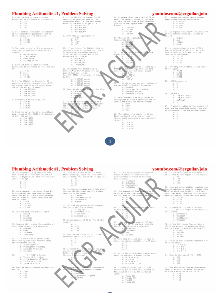 Plumbing Arithmetic 1 | PDF