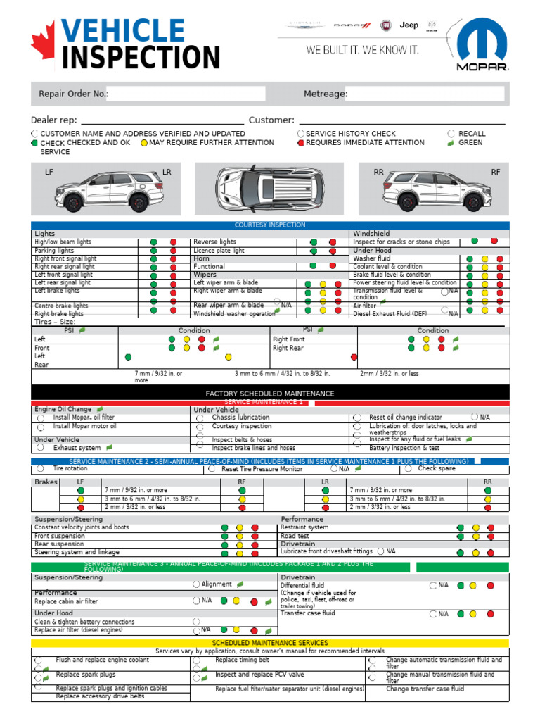 En-CA Vehicle Inspection Form | PDF | Chrysler | Vehicle Technology