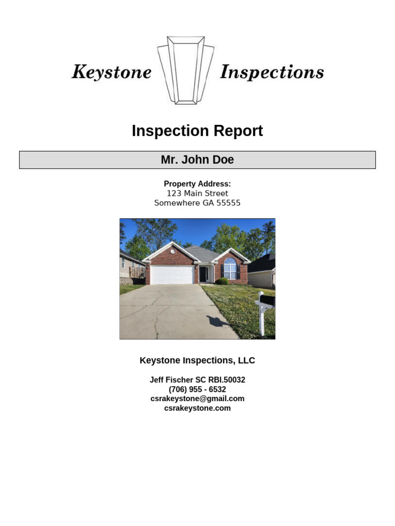 Sample Report Keystone Inspections Llc | PDF | Water Heating | Basement