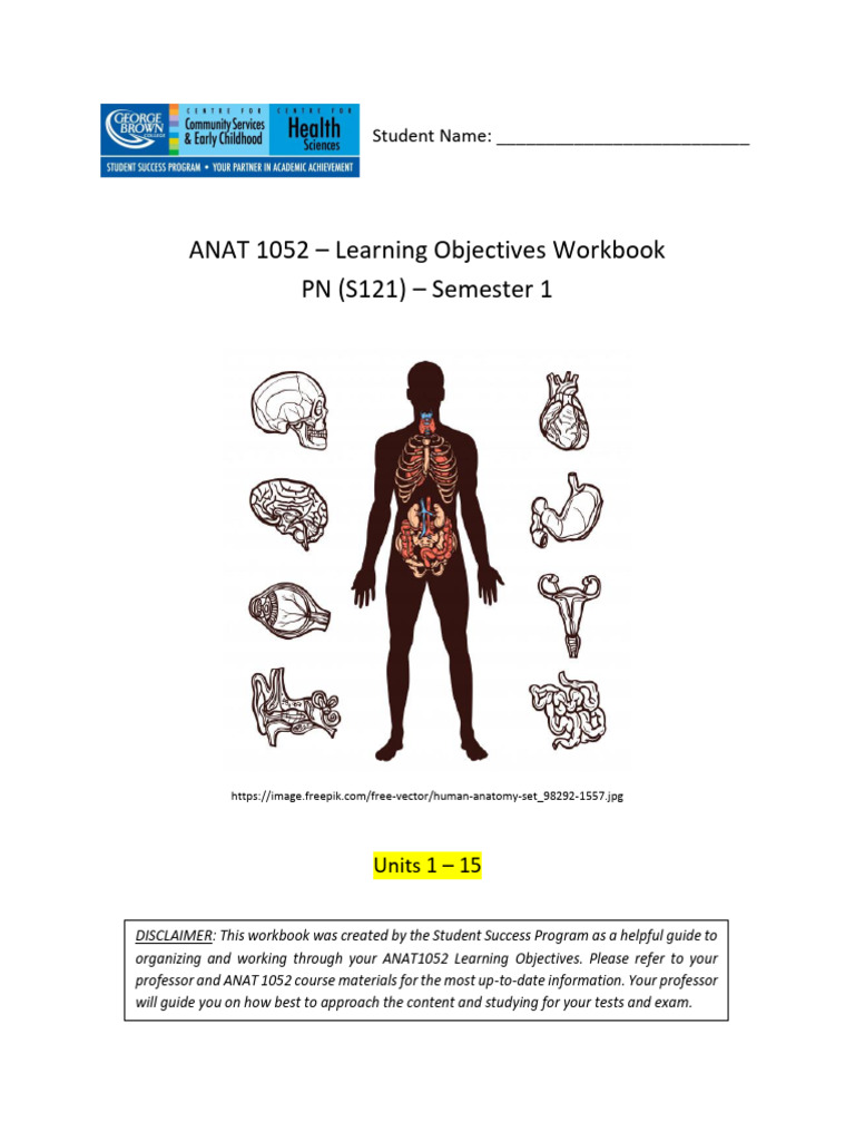 Anatomy Workbook-complete-ANAT1052 Learning Objectives-23Feb21 | PDF ...