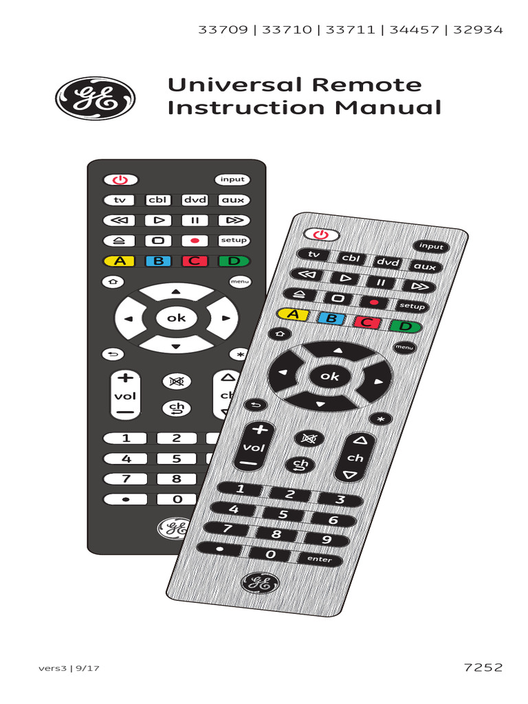 Ge Universal Remote Instruction Manual