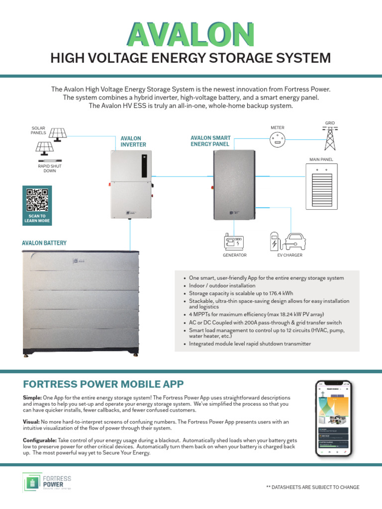 Fortress Power Avalon HV ESS Datasheet | PDF | Power Inverter | Alternating Current