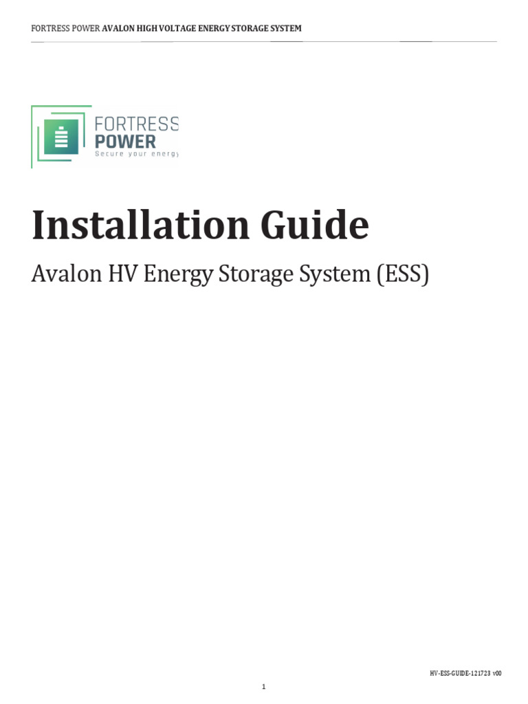 Avalon HV Energy Storage Install Guide | PDF | Power Inverter ...