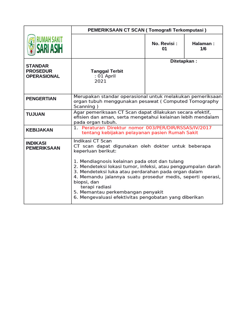 Panduan Lengkap Pemeriksaan CT Scan | PDF