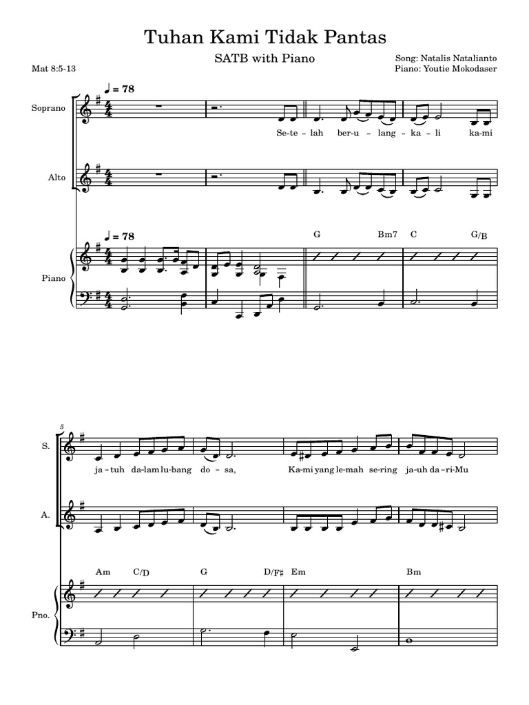 Tuhan Kami Tidak Pantas (With Piano) | PDF | Vocal Music