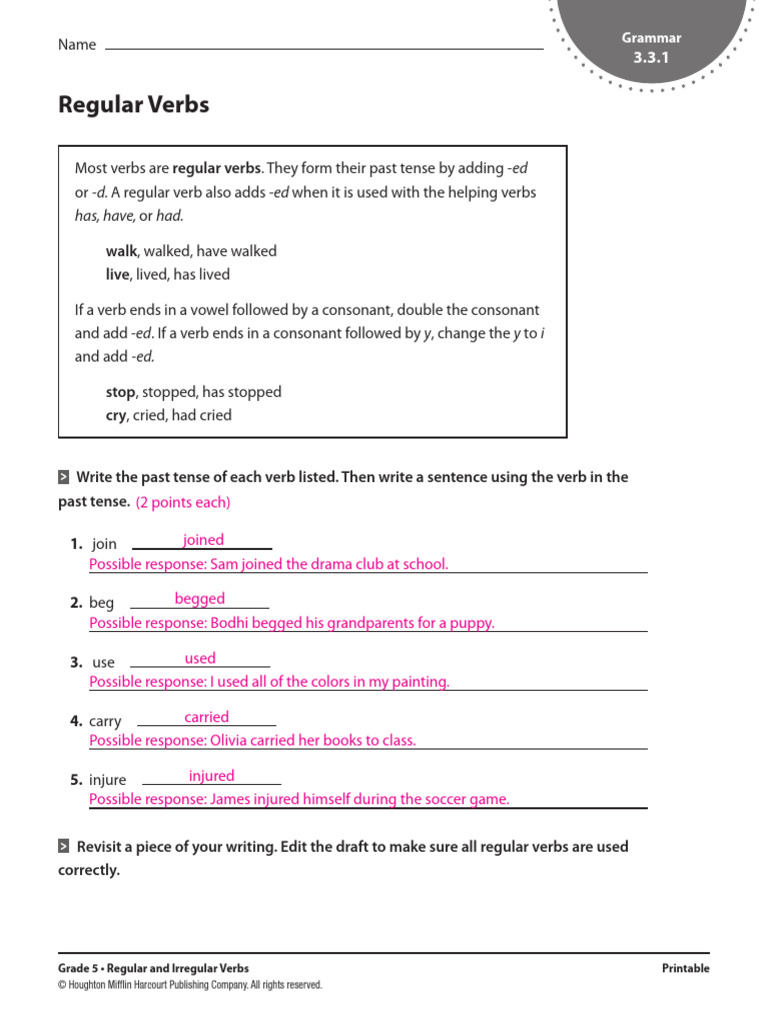 Regular Verbs A | PDF | Verb | Language Mechanics