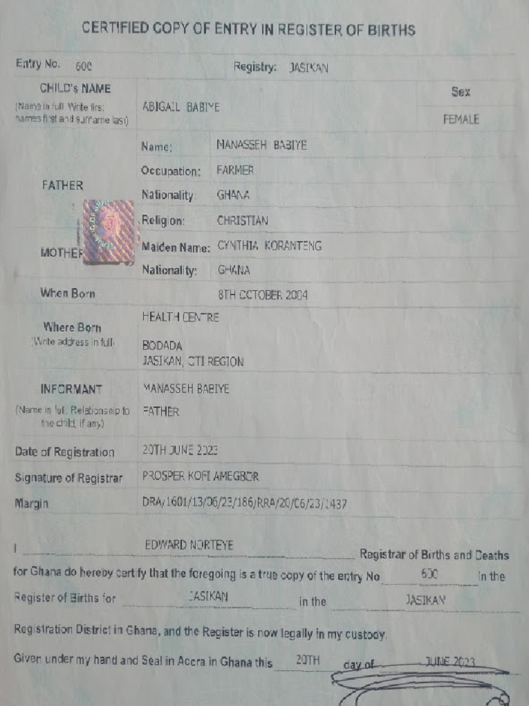 PDF Abigail Birth Cert | PDF