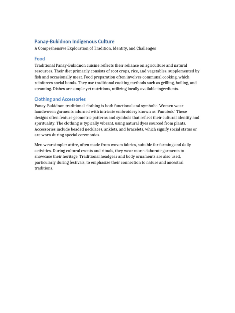 Panay-Bukidnon Traditional Clothing Overview | PDF