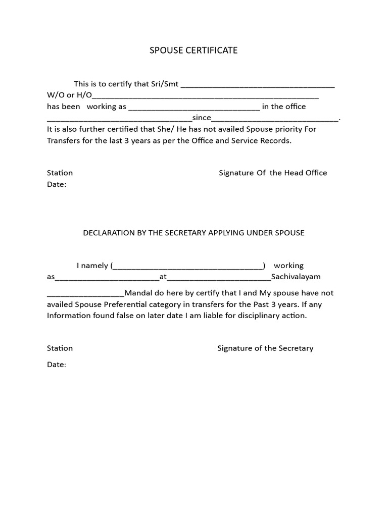 Spouse Certificate V | PDF