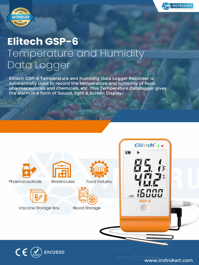 DS Elitech GSP 6 Temperature and Humidity Data Logger Ver1.0 | PDF