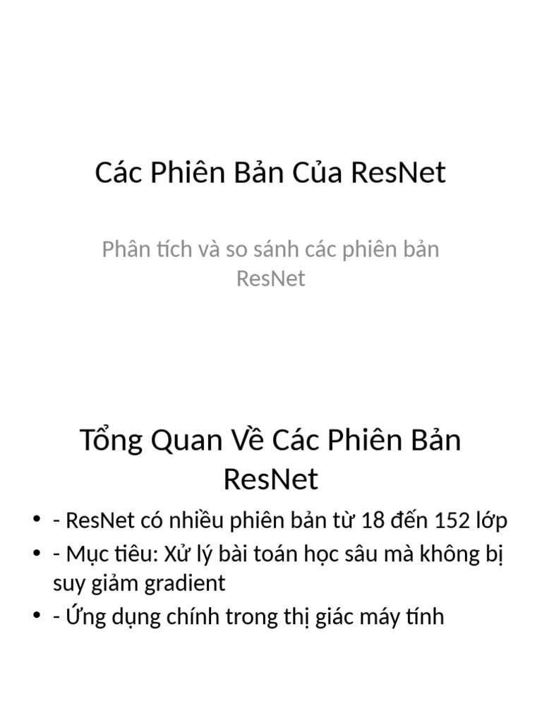 ResNet Versions Presentation | PDF