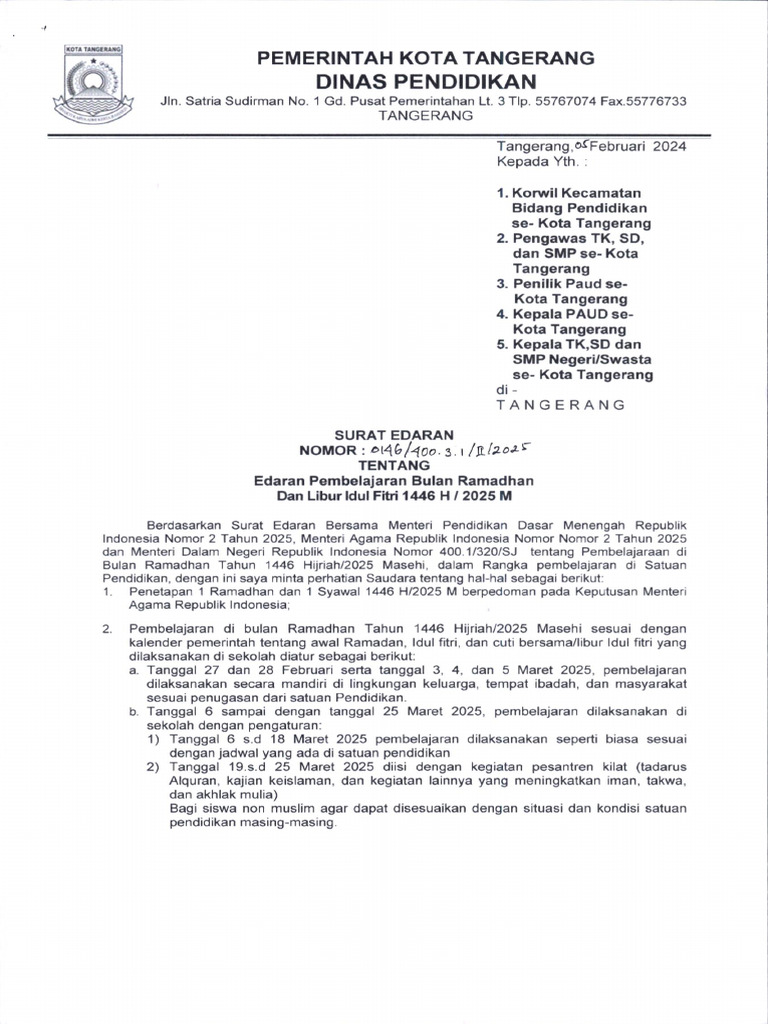 Edaran Pembelajaran Bulan Ramadhan | PDF
