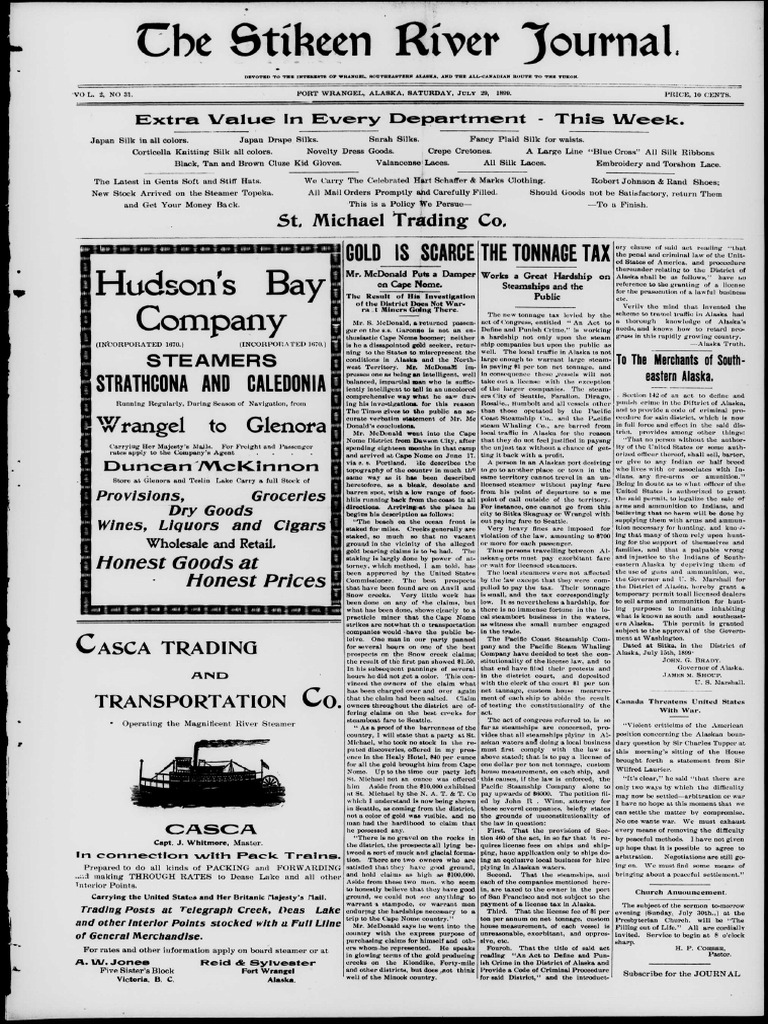 1899.07.29 Stikeen River Journal | PDF | Steamboat | Alaska