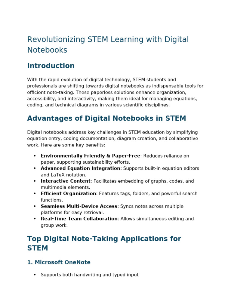 Revolutionizing STEM Learning With Digital Notebooks | PDF | Computer ...