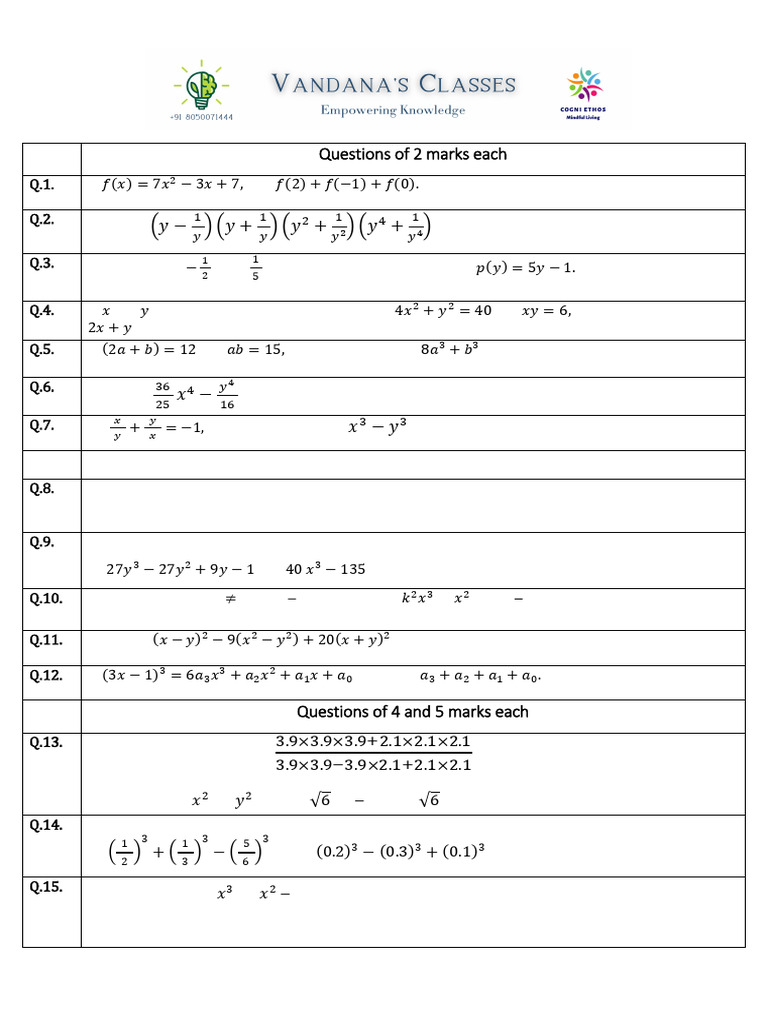 POLYNOMIALS Suhasini | PDF | Factorization | Arithmetic