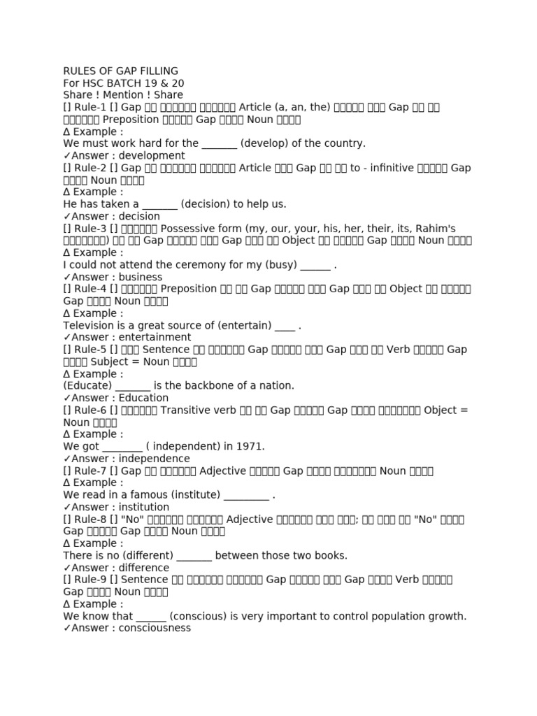 Rules of Gap Filling | PDF