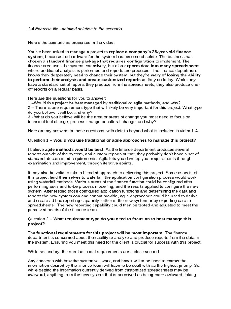 1-4 Scenario Exercise File Detailed Solution Final | PDF | System ...