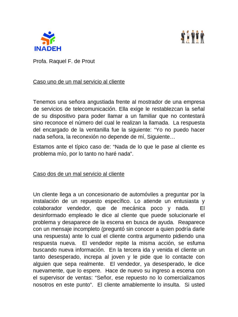 3 Casos de un mal servicio al cliente (3) | PDF