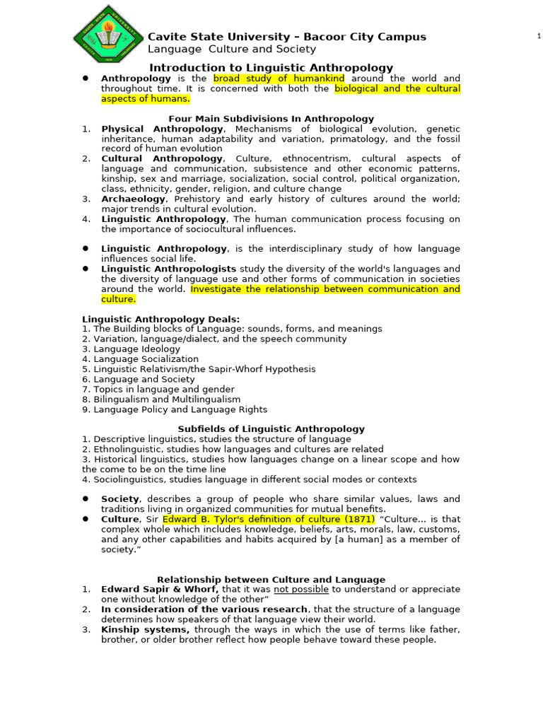 Introduction To Linguistic Anthropology | PDF | Anthropology | Linguistics