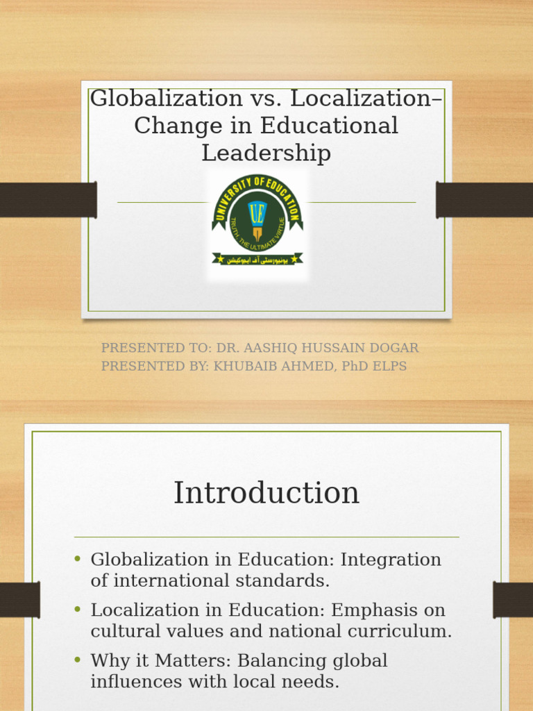 Globalization vs. Localization - Change in Educational Leadership ...