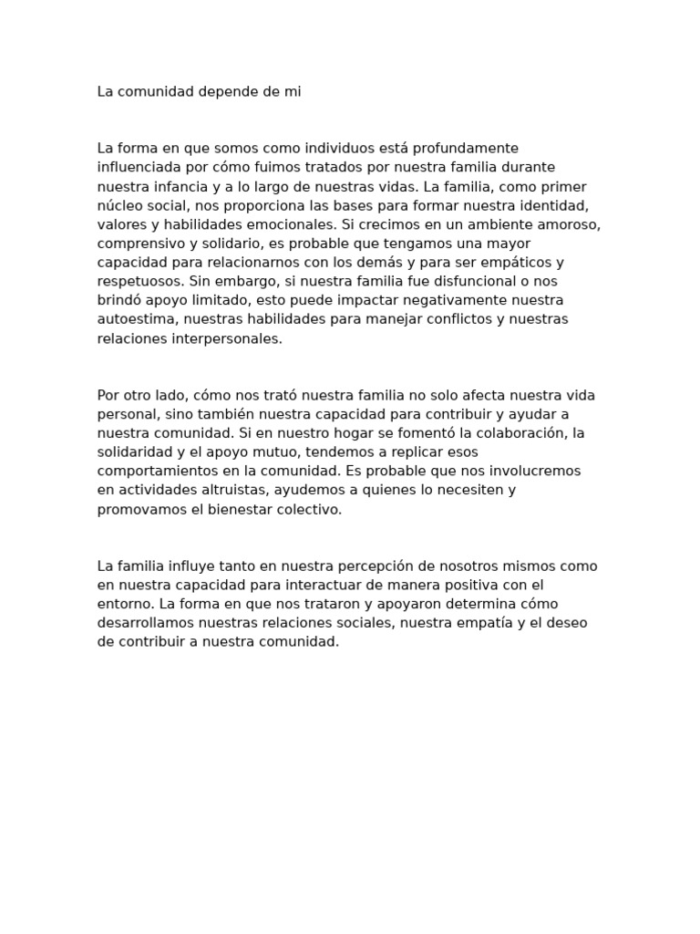 La Comunidad Depende de Mi | PDF