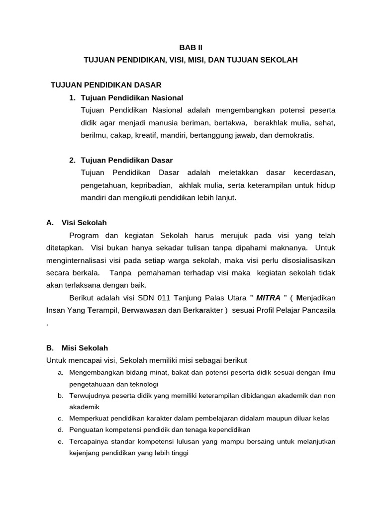 Bab Ii Visi, Misi, Dan Tujuan | PDF