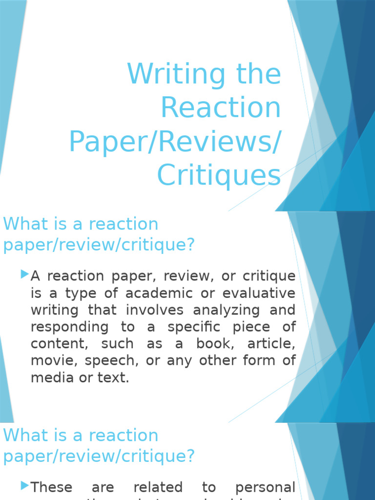 8 Writing The Reaction Paper or Review 1 | PDF | Communication | Human ...
