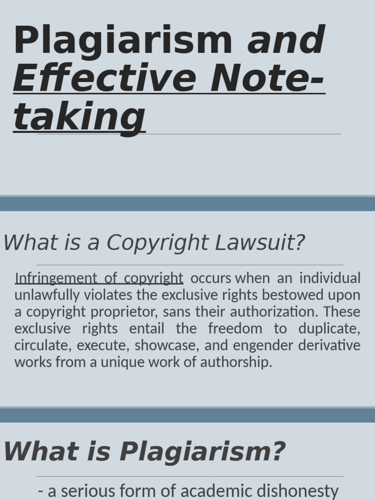 05 Part 1 Plagiarism and Effective Note Taking | PDF | Plagiarism | Citation