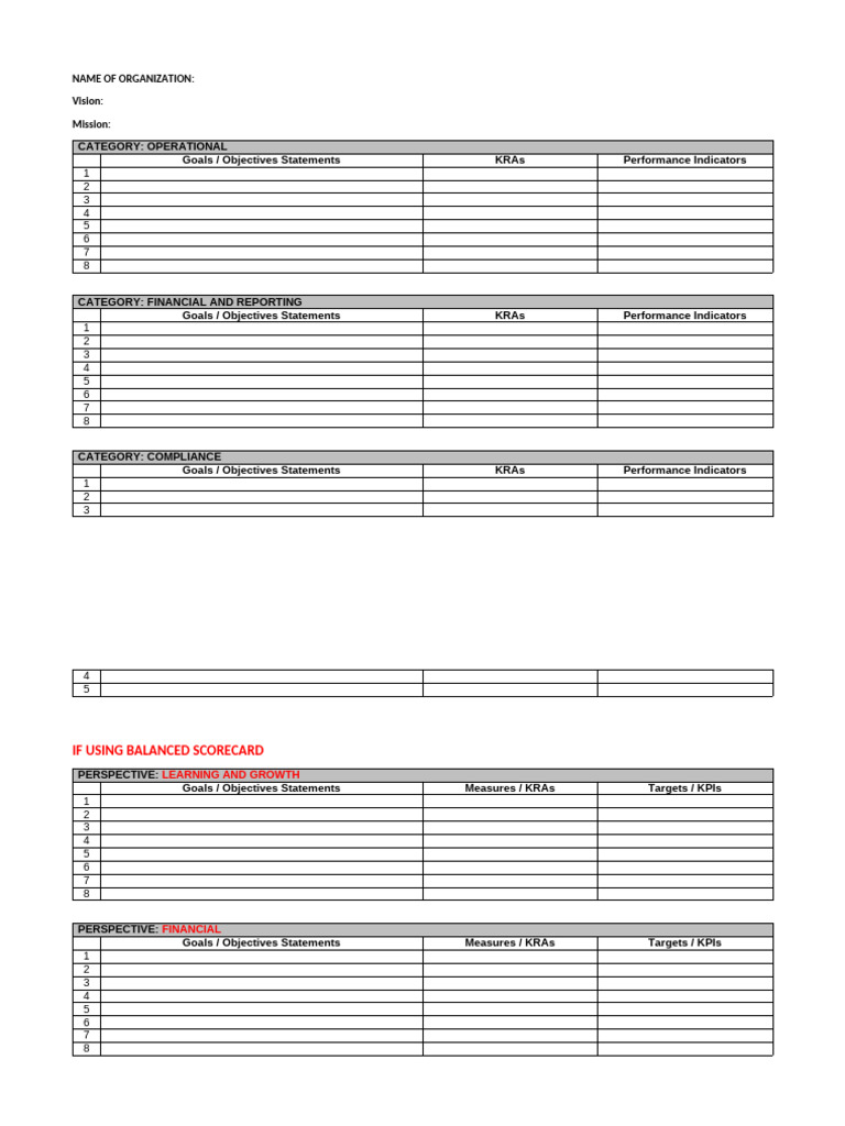 B - Goals and Objectives - Form Template | PDF