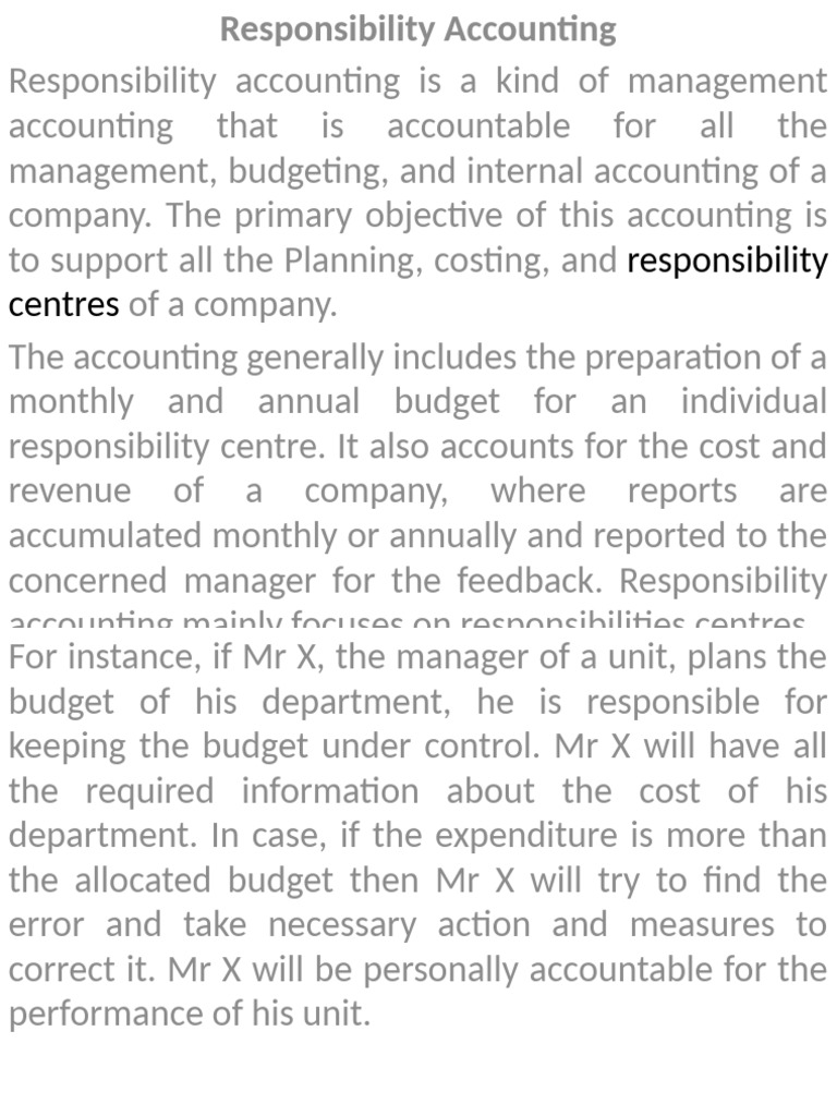 Understanding Responsibility Accounting | PDF | Expense | Return On ...